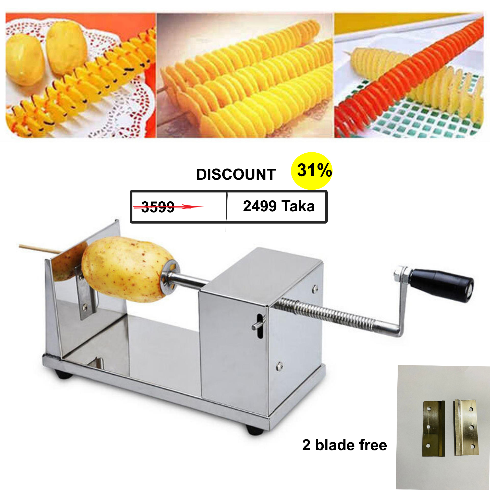 Potato Cutter Machine Spiral Cutting Machine Chips Machine – KroyDeals
